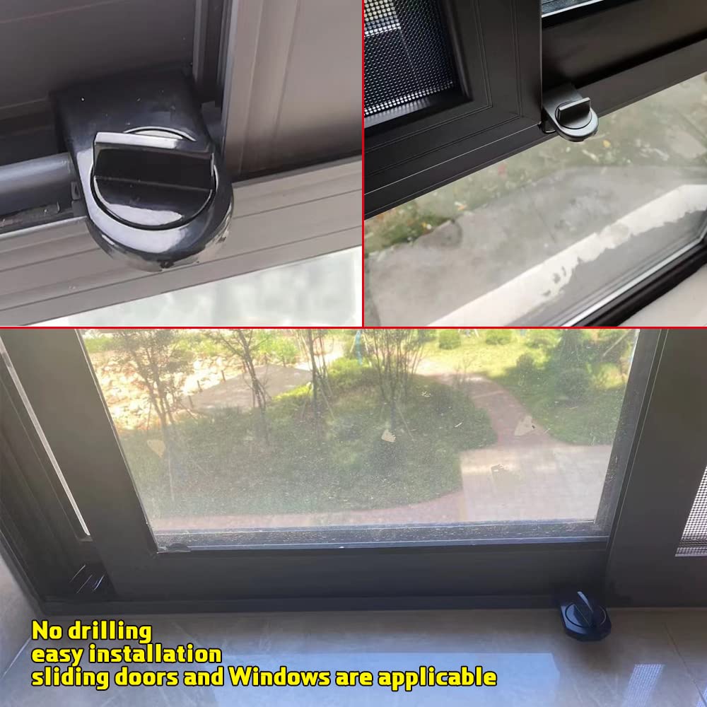 2 Pcs Sliding Door Child Lock, Safety Lock, Child/Baby Safety Slide Window Locks,Slide Window Locks for Vertical & Horizontal Sliding Windows Doors Lock,Adjustable Sliding Door Window Locks & Latches