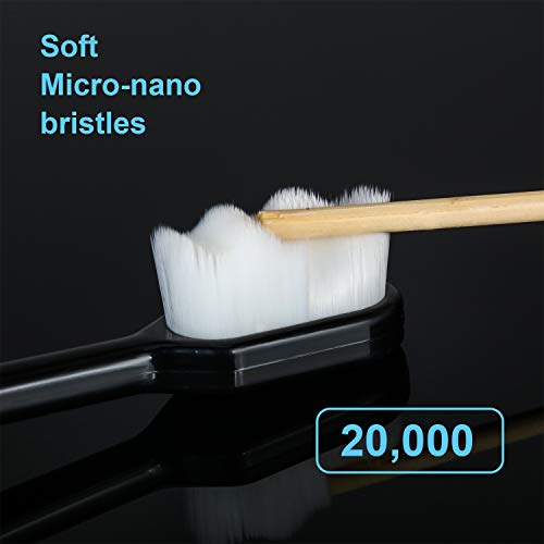 Patelai 8 Pieces Soft Toothbrush Micro Nano Extra Soft Bristles Manual Soft Toothbrush with 20,000 Bristles for Teeth Oral Gum Recession Adults Kids Child (Black, White, Pink, Green)
