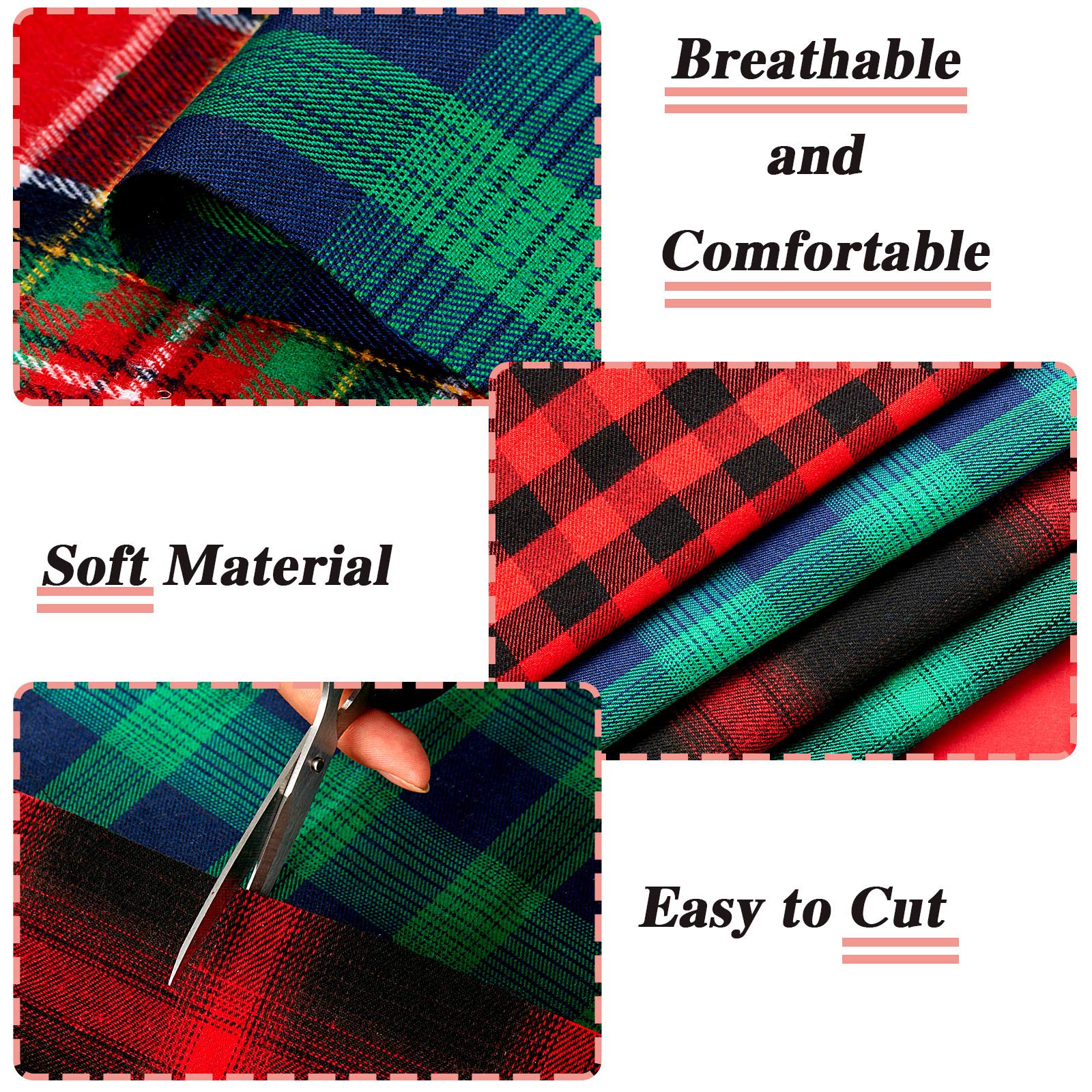 12 Pieces Buffalo Plaid Fabric Cotton Fabric Squares 10 x 10 Inch Patchwork Sewing Fabric for DIY Sewing Quilting