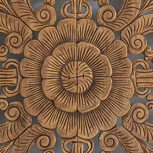 Balinese Hand Carved King Size Bed Headboard Reclaimed Wooden Panels Artwork Handmade Painted in Chiang Mai Thailand 72 Inches