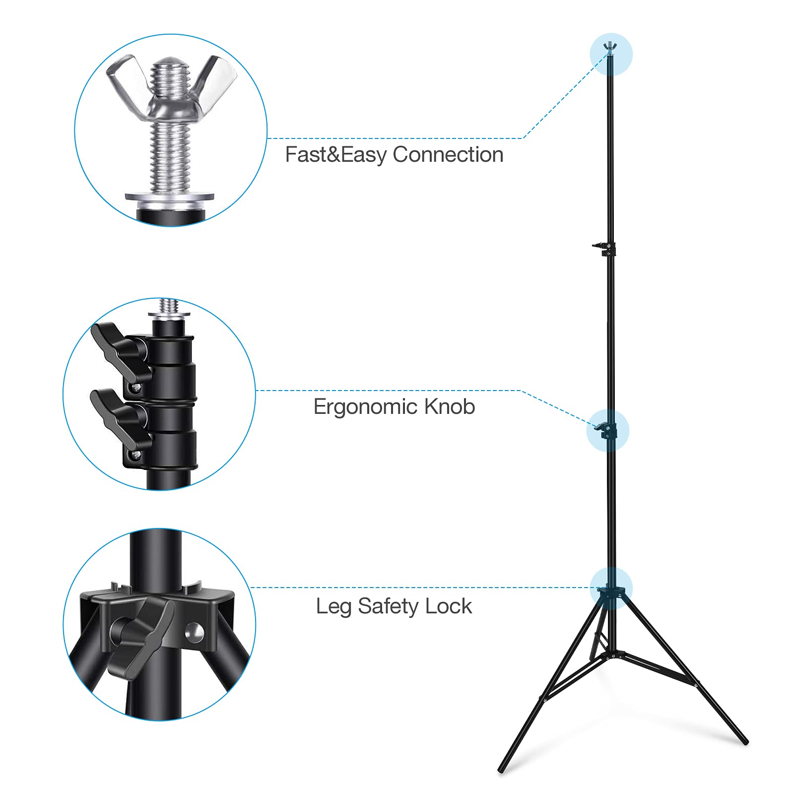 Photo Backdrop Stand, Photography Backdrop Stand, 10Ft Adjustable Background Stand Kit for Studio, Parties, Wedding, with 4 Crossbars, 4 Backdrop Clamps, 2 Sandbags, and Carrying Bag