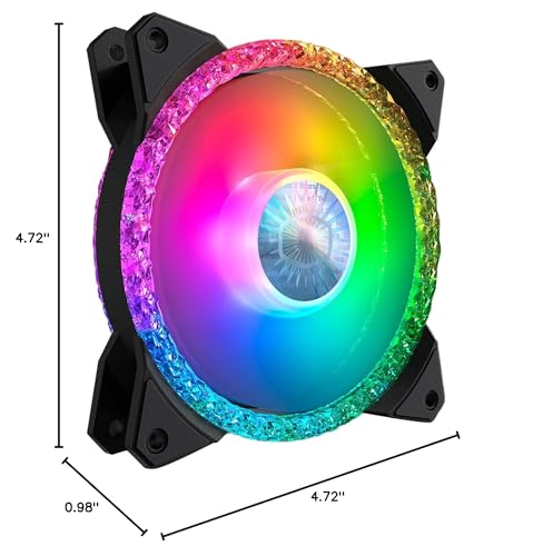 Cooler Master MasterFan MF120 Prismatic Tri-Loop ARGB 3-Pin Fan, 24 Independently LEDs, 6 LEDs Fan hub, 120mm PWM Static Pressure Fan, ARGB Header Extender for Computer Case & Liquid Radiator