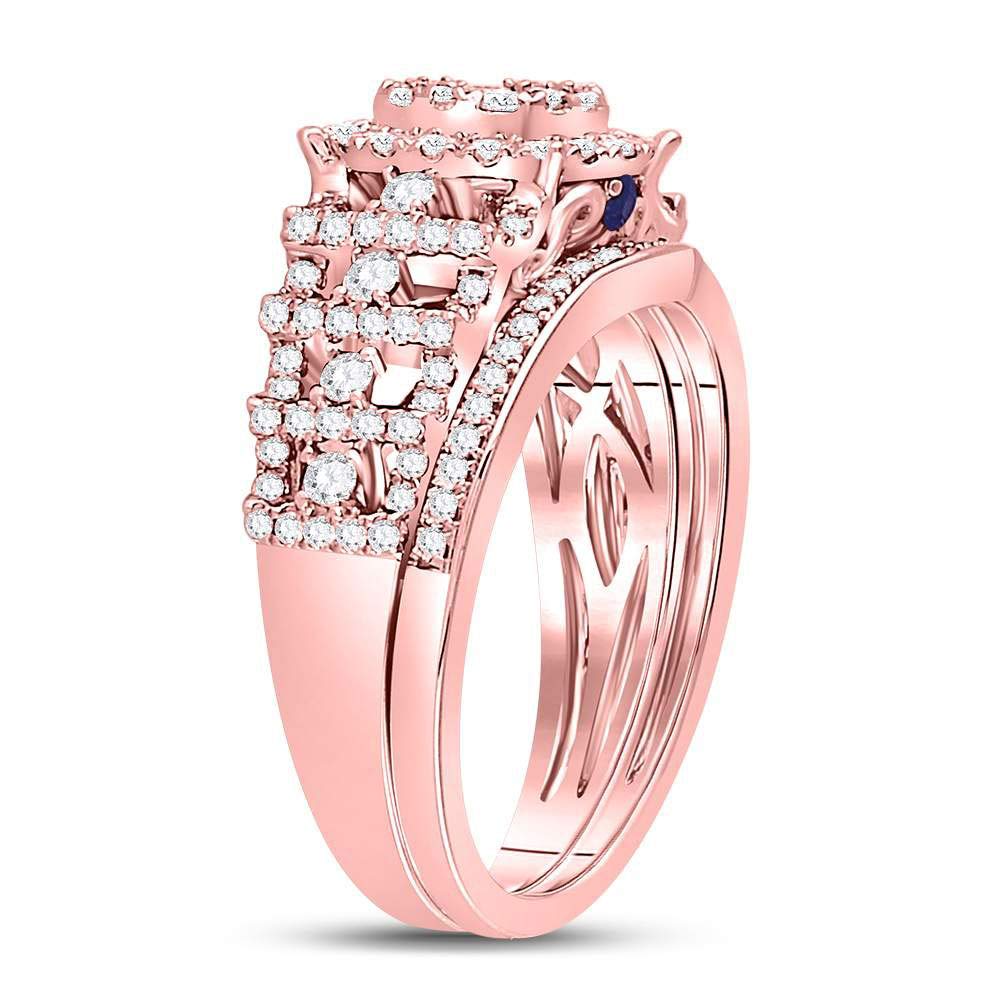 14kt Rose Gold Womens Round Diamond Vintage-inspired Bridal Wedding Engagement Ring Band Set 1.00 Cttw