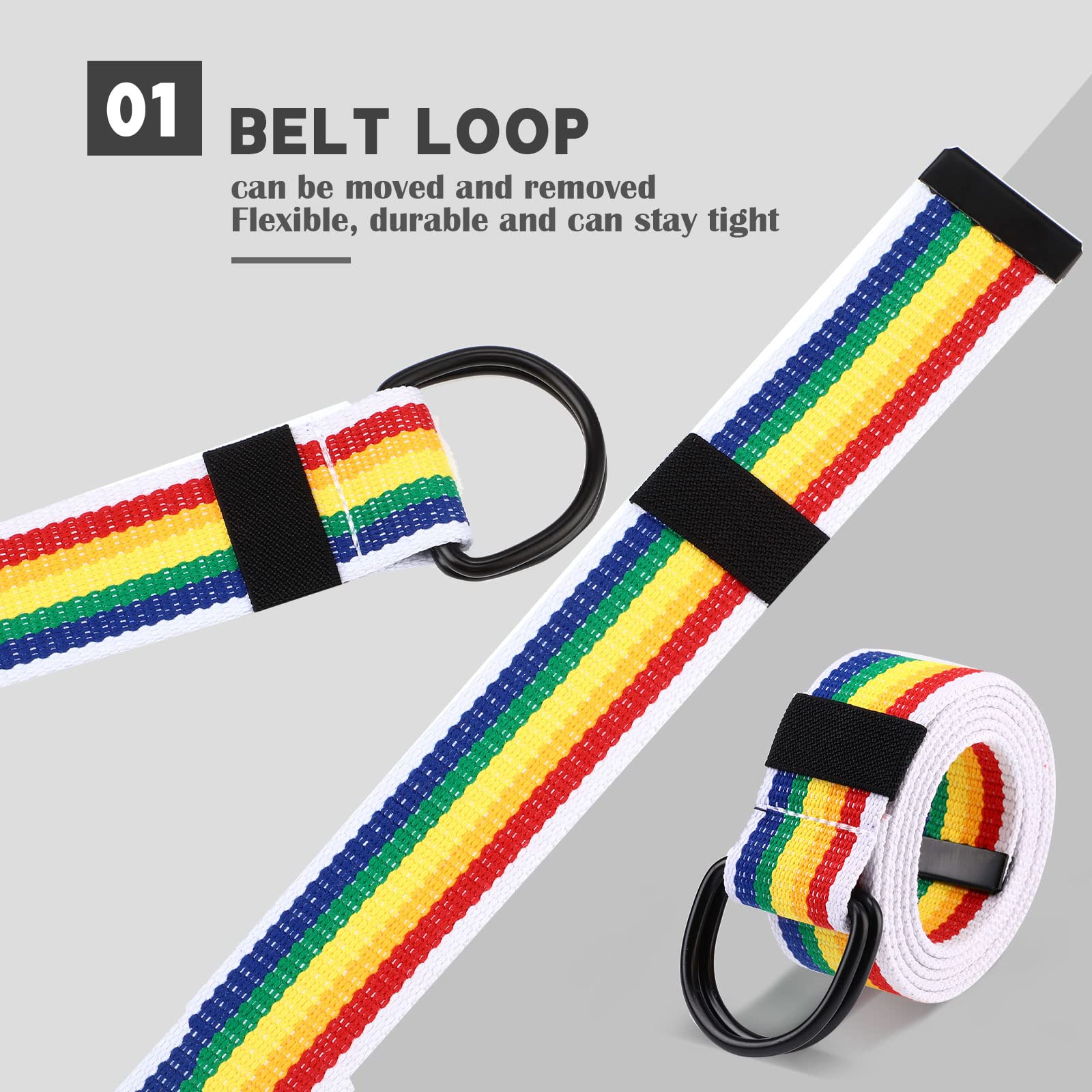 20 Pieces Bulk Canvas Belt for Men Women Web Fabric Casual Belt with Double D Ring 1 1/2'' Wide Canvas Casual Belt