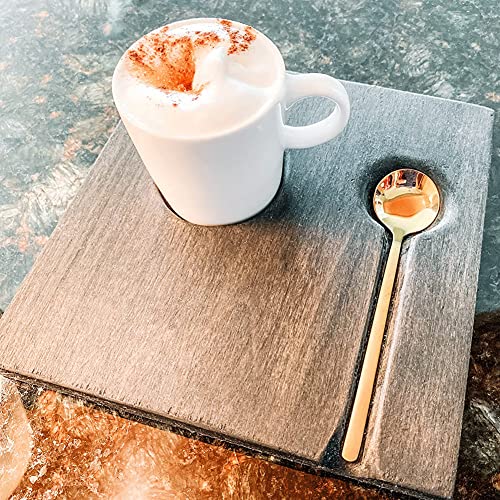 6 PCS Espresso Spoons 18/8 Stainless Steel, 5.2 Inches Vogue Mini Teaspoons Set for Stirring Coffee, Dessert Cake, Ice Cream, Soup, Antipasto Cappuccino, Frosted Handle, Sweejar (Gold)