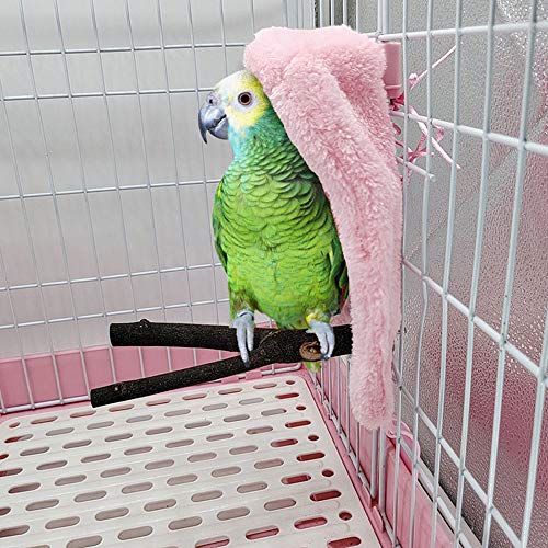 Oncpcare 2pcs Parrot Standing Perch Cover, Winter Warm Small Animal Hanging Nest Hut, Plush Pet Bird Cage Accessories (Colour Random)