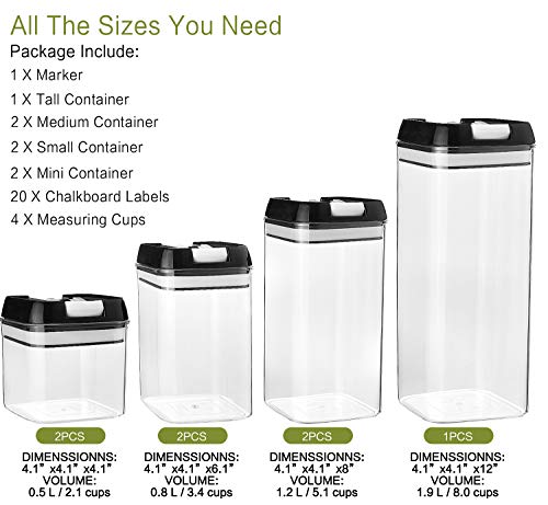 Airtight Food Storage Containers - MCIRCO 7 Pcs BPA Free Plastic Containers with Upgraded Lids - Kitchen & Pantry Organization and Canisters for Cereal,Flour, Include Label and Measuring Tools
