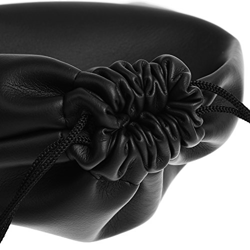 BCP 3pcs 7.5x9” Black Color PU Leather Double Drawstring Protection Headphone Pouch Bag Headphone Pouch (7.5x9)