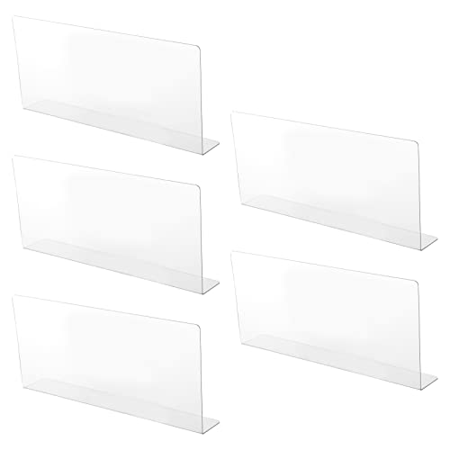 Baluue Clear Shelf Dividers Plastic Shelf Dividers- L Shape Separator Clapboard for Commodity Classification for Cabinets Shelf Store (5 Packs)