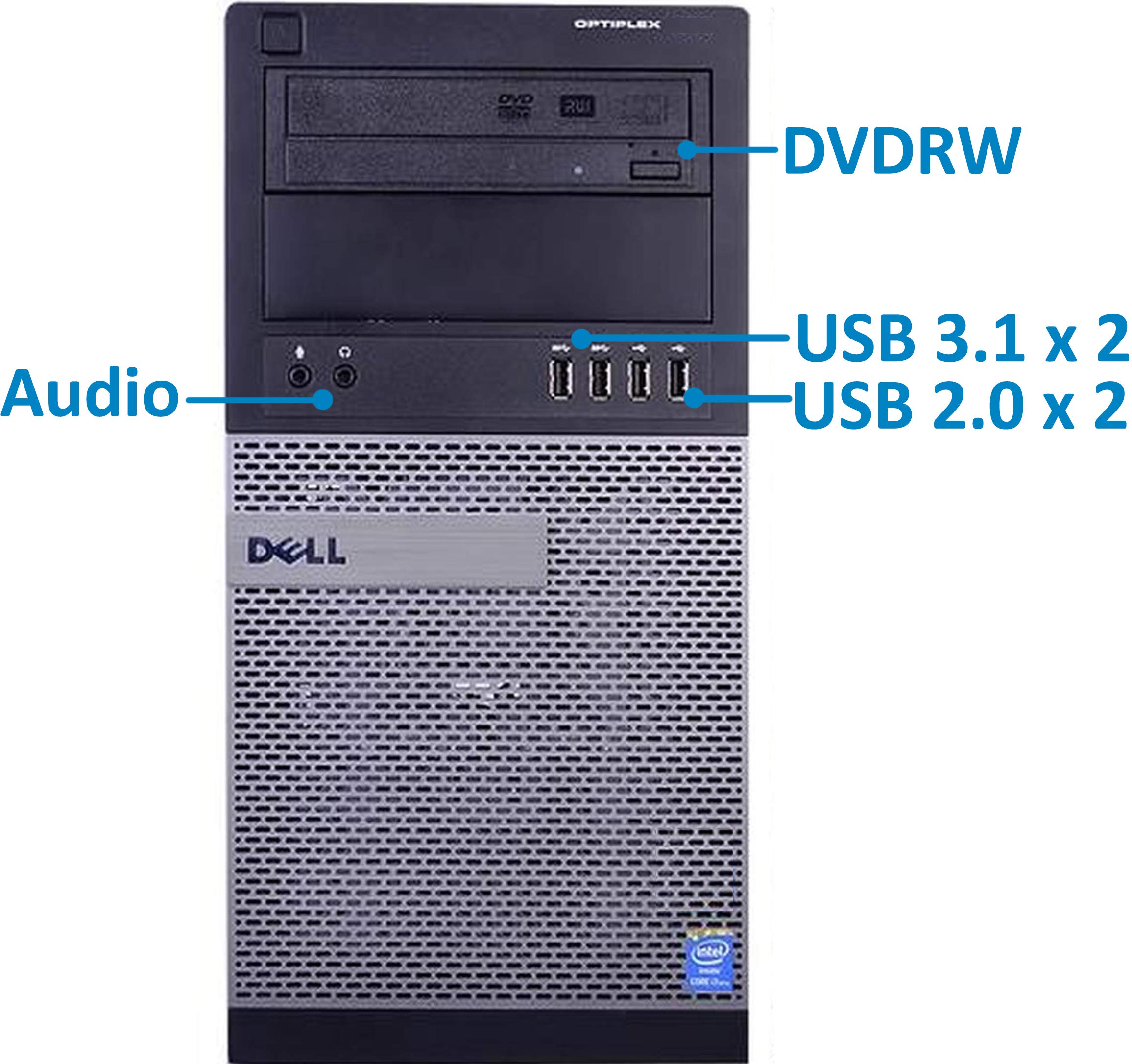 Dell Optiplex 7010 Tower Desktop Computer, Intel i7-3770 Upto 3.9GHz, HD Graphics 4000 4K Support, 8GB RAM, 512GB SSD, DisplayPort, HDMI, DVD, AC Wi-Fi, Bluetooth - Windows 10 Pro (Renewed)