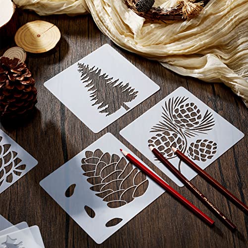 20 Pieces Stencil Template for Painting Reusable Animal Plant Stencil Spring Summer Winter Template, DIY Christmas Stencils for Painting on Wood Wall Home Decor (Pine Tree)