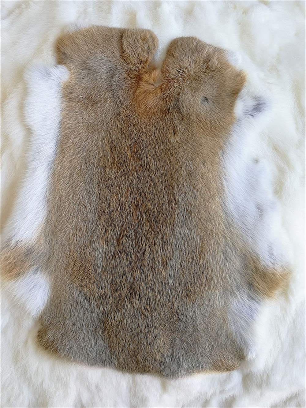 2pcs Natural Tanned Rabbit Fur Hide (10" by 12" Rabbit Pelt with Sewing Quality Leather)