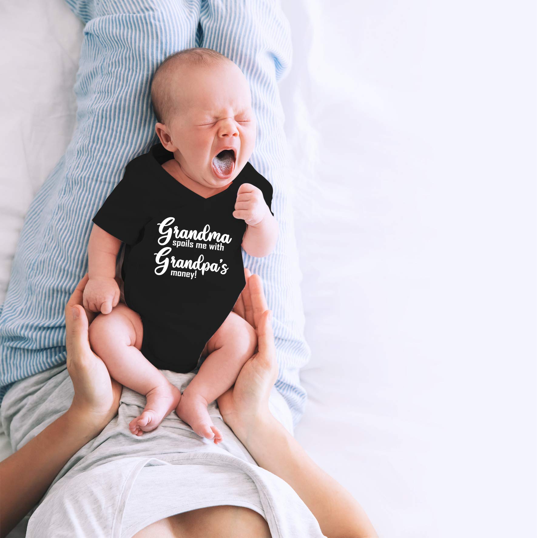 CBTwear Grandma Spoils Me With Grandpa's Money Baby Bodysuit Cute Newborn Clothes Unisex Humor Romper (Newborn, Black)