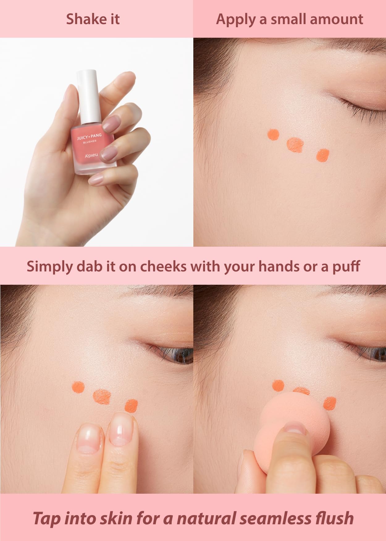 A'PIEU JUICY-PANG WATER BLUSHER (PK01 - I'm Strawberry) Korean Liquid Blush For Cheeks K Beauty Makeup