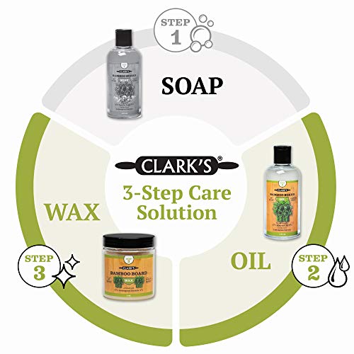 Bamboo Cutting Board Mineral Oil by CLARK’s - Wood Conditioning, Food Grade, Enriched with Natural Lemongrass Extract, Cleans and Restores, 12 oz