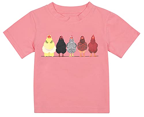 VILOVE Chicken Farmer Toddler T-Shirt Cute Chicken Farm Cotton Boy Girl Clothes (Pink, 4-5T/Tag120, 4_Years)