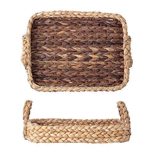Bloomingville Decorative 22" L Handwoven Seagrass Tray with Handles Basket, Brown