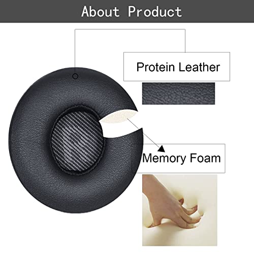 Aiivioll Protein Leather Replacement Earpads for Everest 300, V300BT Headphone Earpads, Headphone Ear Cushions, Headset Earmuffs Repair Parts (Black)