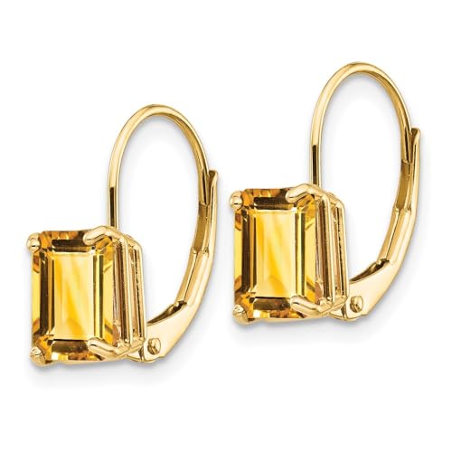 14K Yellow Gold Orange Citrine Drop Dangle Earrings Gemstone November Birthstone Jewelry