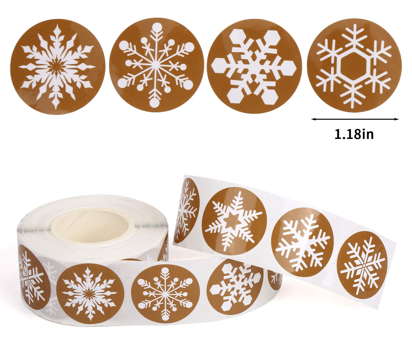 CCINEE Snowflake Stickers,Self Adhesive Snow Round Stickers for Christmas Label and Wrapping Supply,500PCS