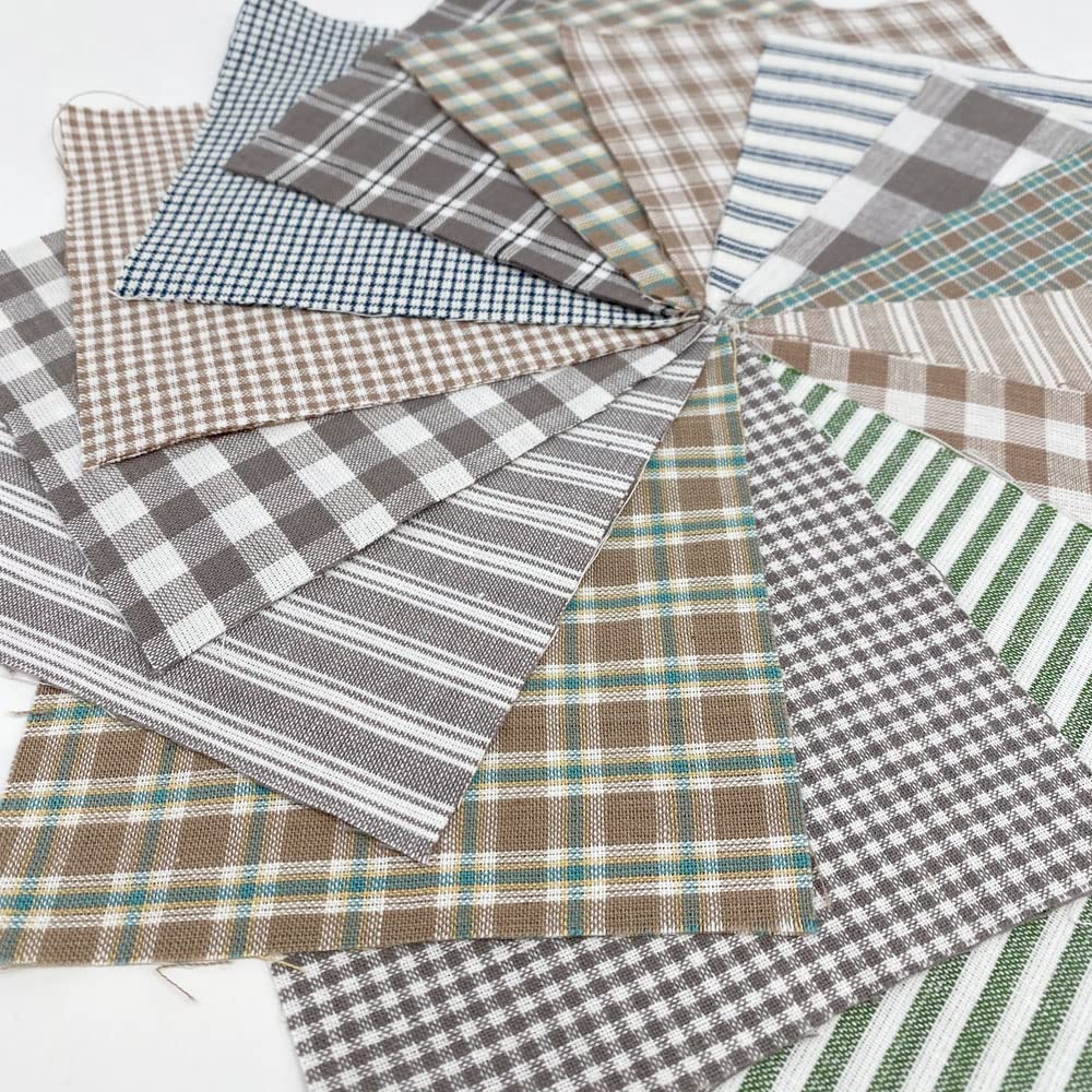 40+ Lightwash Neutral Charm Pack, 5 inch Precut Cotton Gray Taupe Plaid Homespun Fabric Squares by JCS
