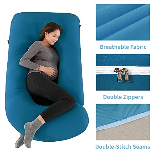 Wndy's Dream Pregnancy Pillow Cover J Shaped Pillowcase, Full Body Maternity Pillow Replacement Cover, Breathable, Machine Washable