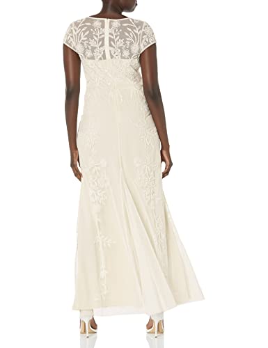 Adrianna Papell Women's Long Beaded Dress, Ivory, 8