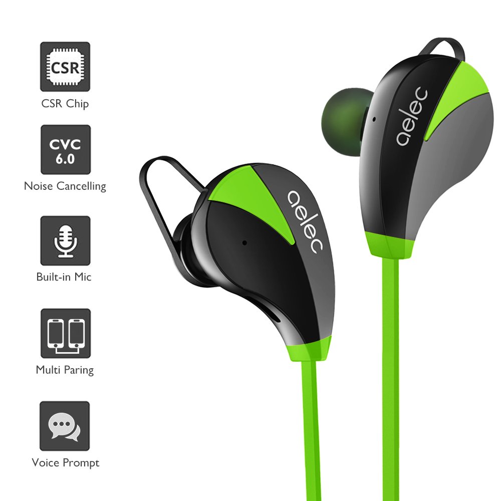 AELEC S350 Wireless Bluetooth Headphones in-Ear Sports Earbuds Sweatproof Earphones Noise Cancelling Headsets with Mic for Running Jogging