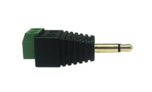 CERRXIAN 3.5mm TS Mono Male to 2 Pin Screw Terminal Female AUX Headphone Replacement Solderless Balum Converter Adapter (2-Pack)