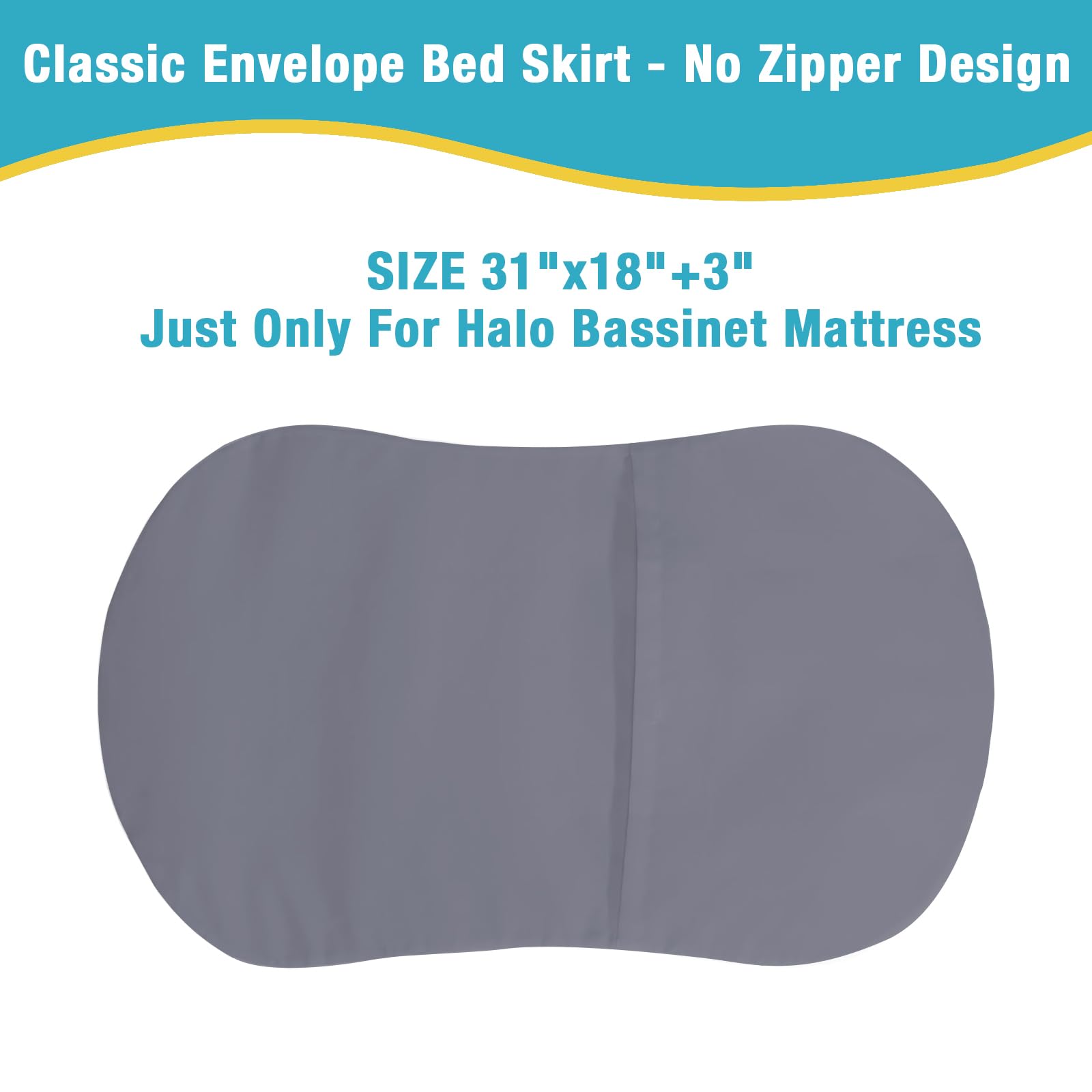 Bamuho Halo Waterproof Bassinet Mattress Protector, 2 Pack Bassinet Mattress Pad Cover Compatible with Halo Bassinest Swivel Sleeper 3.0, Envelope Closure Style - Grey 31"x18"