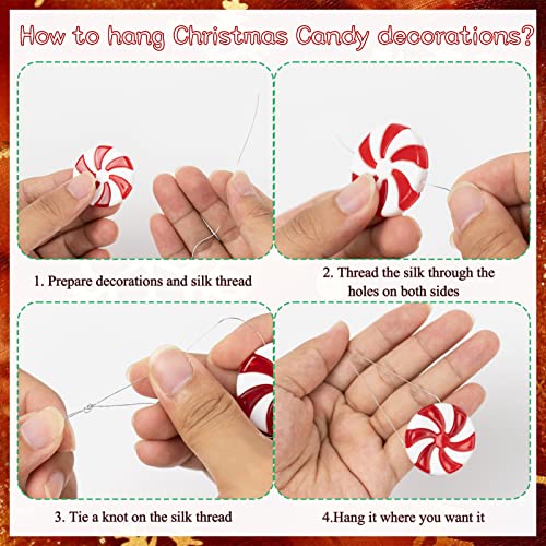 60Pcs Candy Canes Christmas Tree Decorations-Plastic Peppermint Candy Cane Ornaments for Christmas Tree Decor Candy Lollipop Craft Christmas Party Supplies