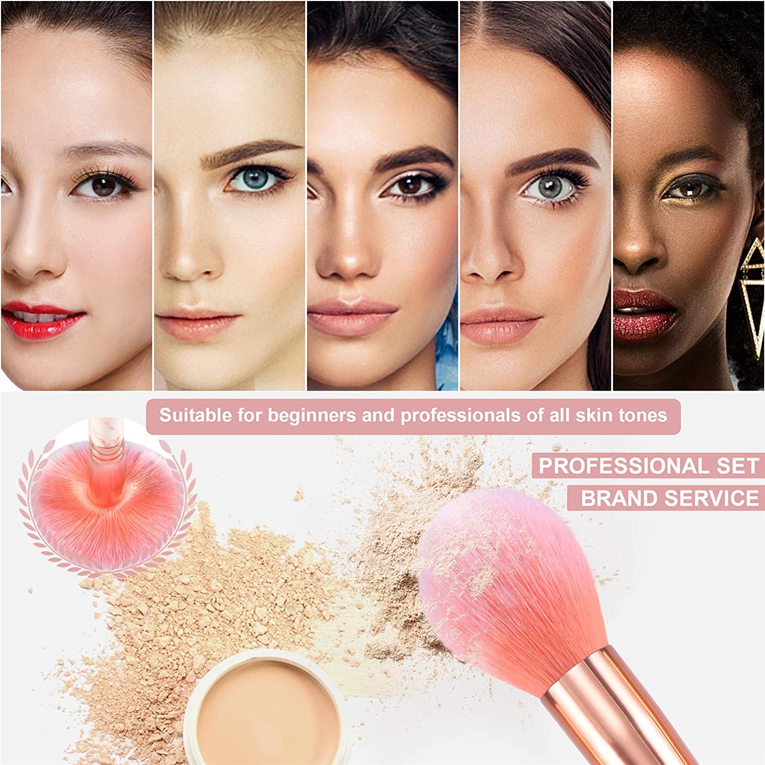 DUAIU Professional Makeup Brushes Set 16PCS Marble Handle with 4PCs Sponge Blenders Foundation Brushes Eyeshadow Brush Lip Brush Silicone Face Mask Brush Make Up Tool