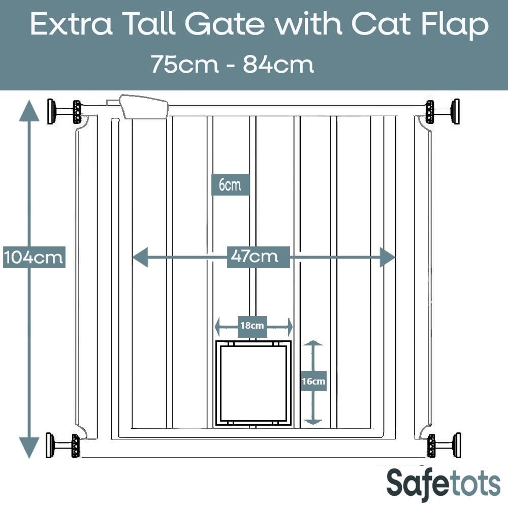 Bettacare Gate with Lockable Cat Flap Matt Black 75cm - 84cm