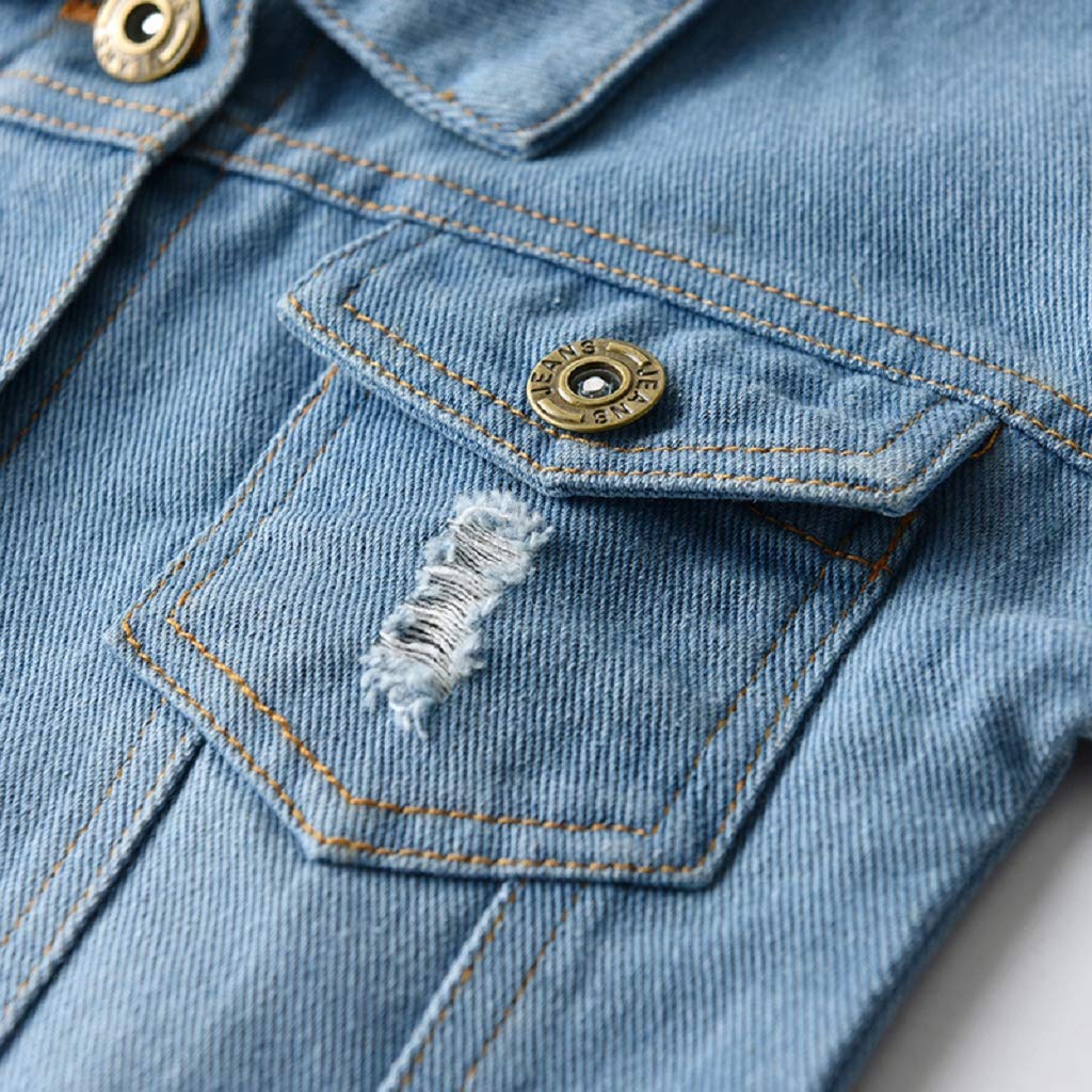 CM C&M WODRO Baby Boys Girls Denim Jacket Kids Toddler Button Down Jeans Jacket Top Coat Outerwear (Blue, 12-18 Months)