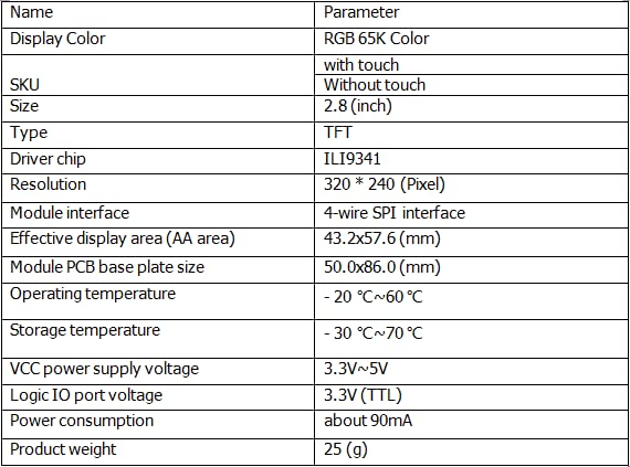 2.8 inch SPI Serial Port TFT LCD Module ILI9341 Drives HD LCD Touch Screen 240 * 320