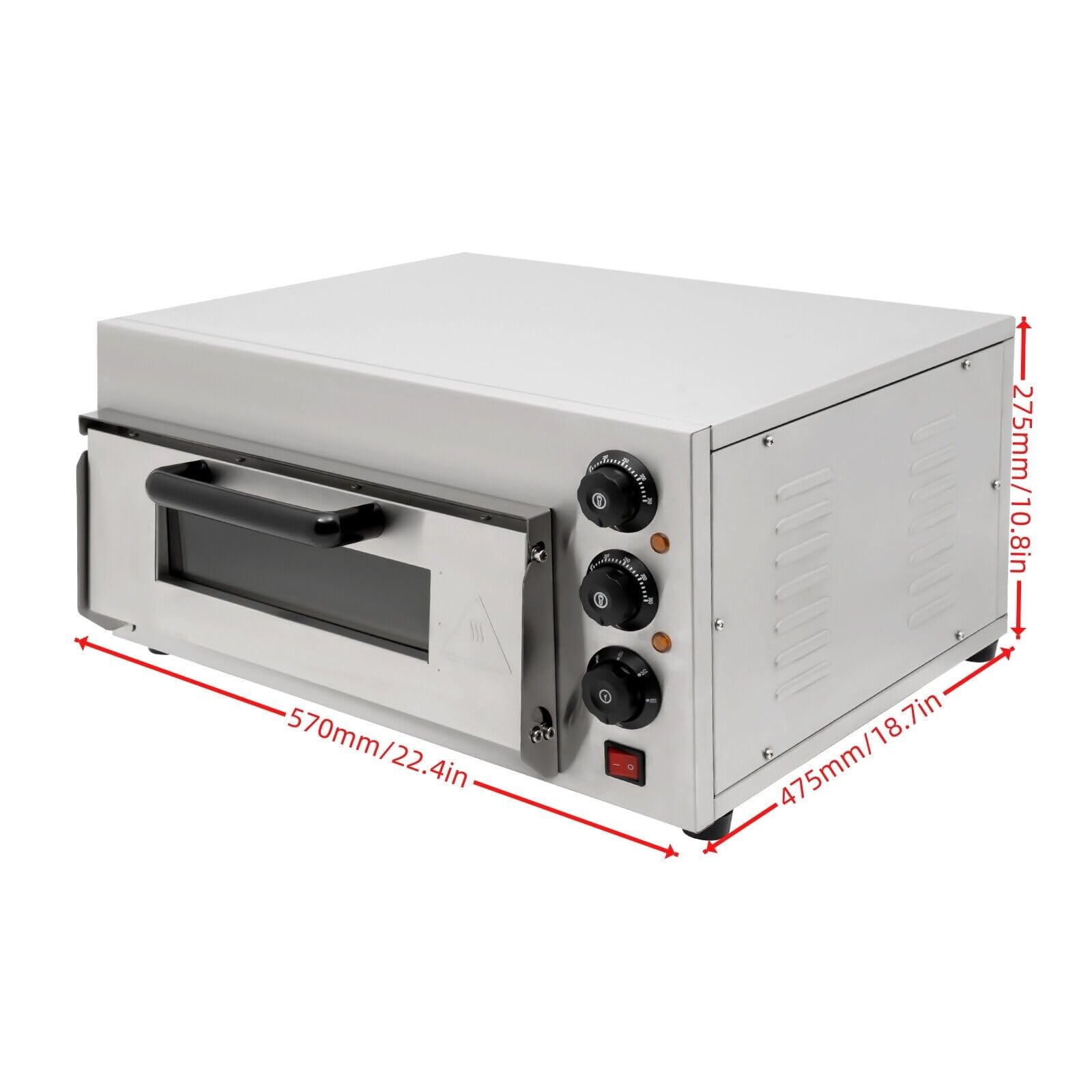 1300W Commercial Pizza Oven, Single Layer Electric Pizza Maker, Adjust from 122-662℉, For 16" Pizza Indoor family party barbecue