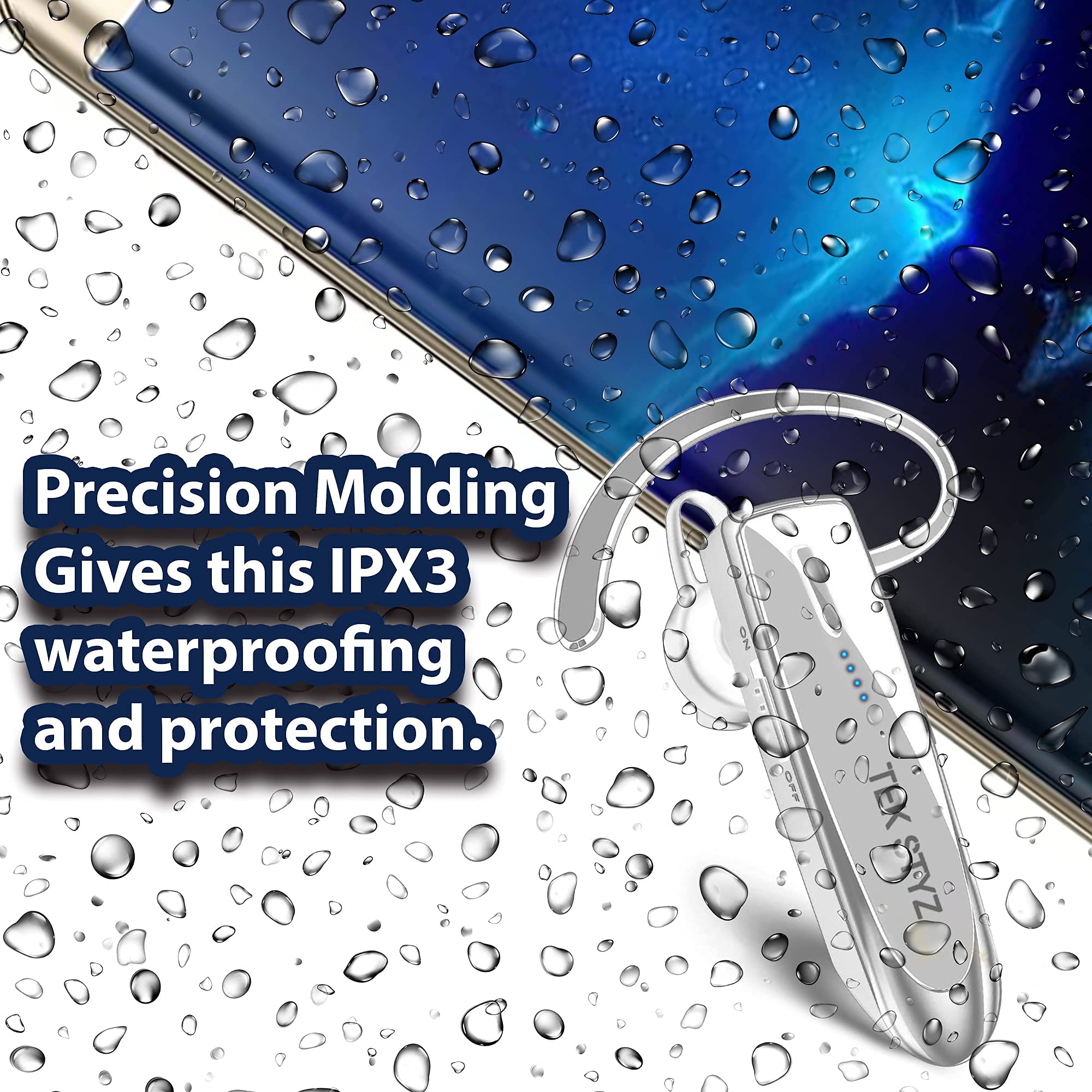 Bluetooth 5.3 Headset Compatible with Samsung Galaxy S21 Wireless Earpiece, IPX5 Waterproof, Dual Microphones, Noise Reduction, 60 Days Standby + 22Hrs HD Talk Time!