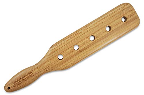 BamPaddle Bamboo Paddle - 1/2" Thick Wooden Rug Paddle with Airflow Holes, Light Weight and Super Durable with Attitude. Beautiful Smooth Finish & Chamfered Holes