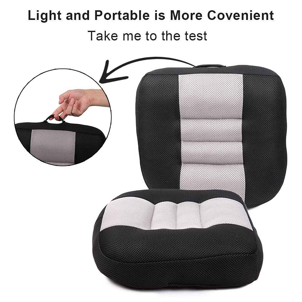 Car Booster Seat Cushion Heightening Height Boost Mat, Breathable Mesh Portable Car Seat Pad Angle Lift Seat for Car, Office,Home (Pure Black)
