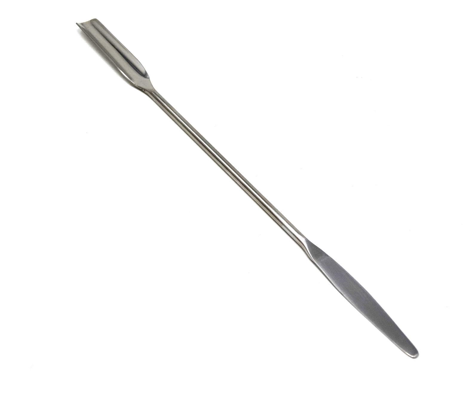 A2Z-DE008 Stainless Steel Double Ended Micro Lab Spatula Sampler, Semi Circle Scoop Spoon & Tapered Arrow End, 7" Length