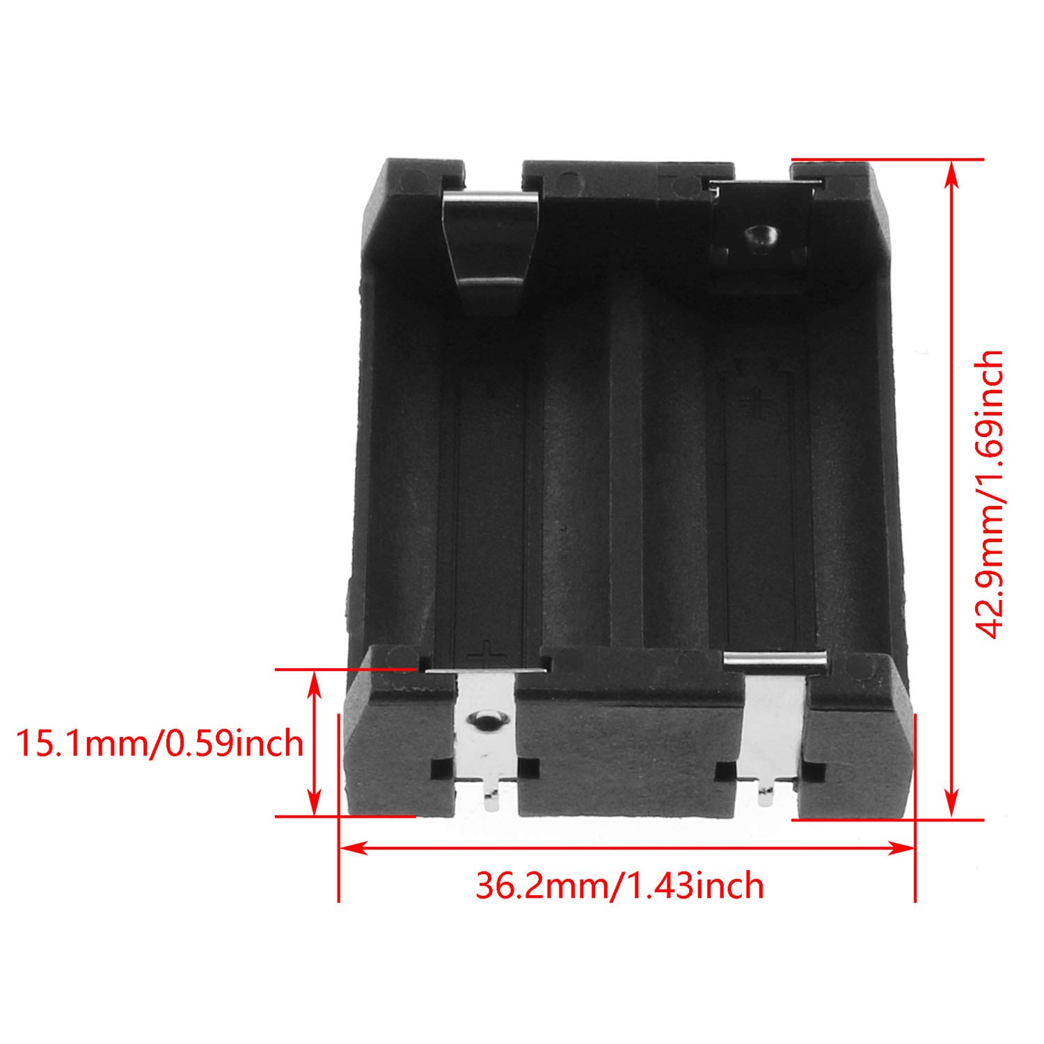 DGZZI DIY 2-Slot CR123A/16340 Battery Storage Box Holder Case with Pin Battery Clip
