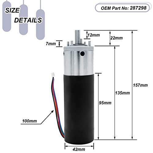 287298, RV in-Wall Slide-Out Motor Compatible with Lippert LCI Schwintek in-Wall Slide System, Motorhome Slide Motor Assembly for Travel Trailer and Camper | 500:1 High Torque Gear Ratio, 12V DC