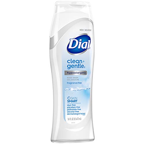 Dial Clean + Gentle Body Wash, Fragrance Free, 16 fl oz (Pack of 6)