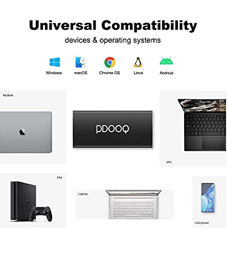 PDOOQ Portable SSD, External SSD Read up to 500MB/s & Write up to 450MB/s USB 3.1 Type-c Ultra-Slim External Solid State Drive (250GB)
