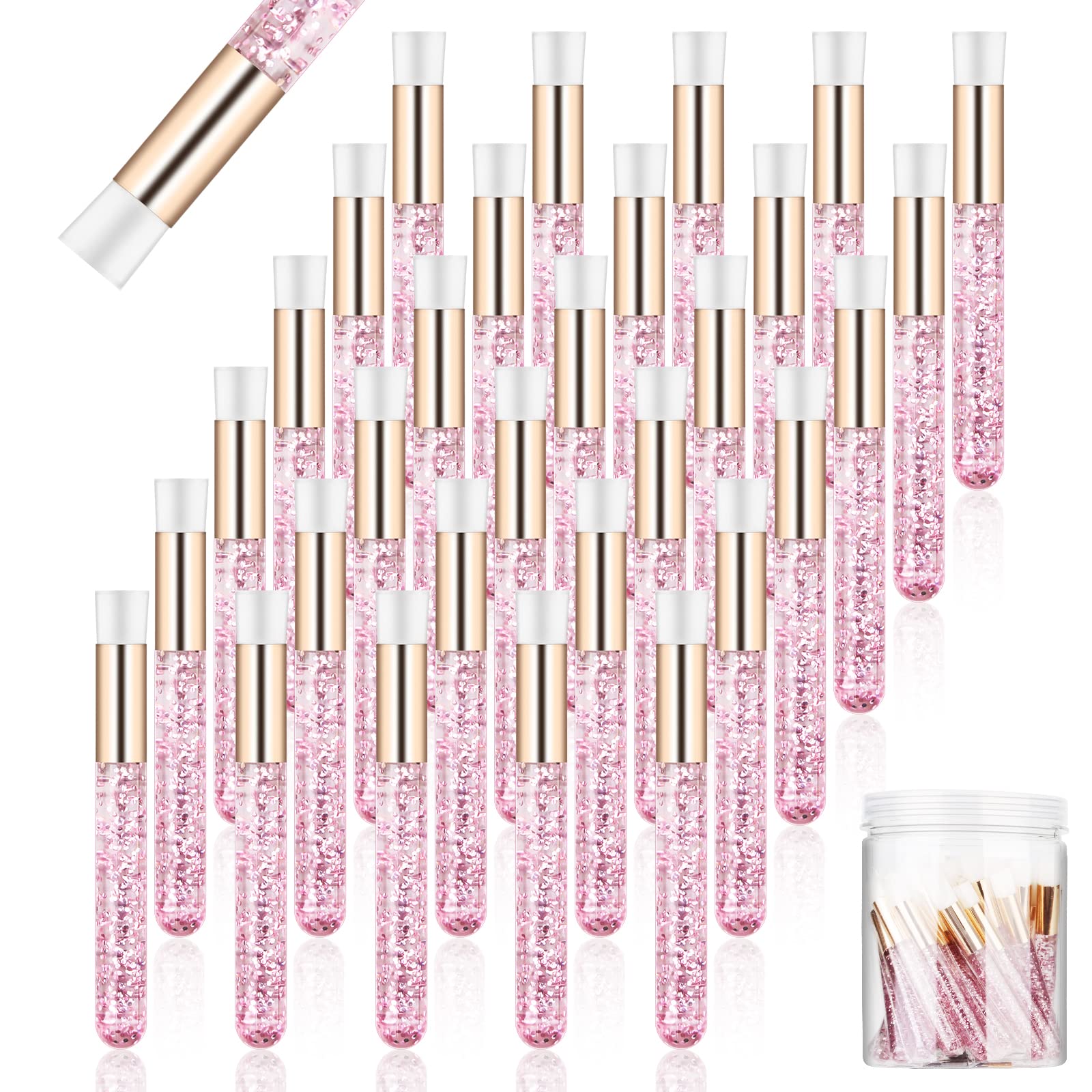 30pcs Lash Shampoo Brushes,Eyelash Extension Cleanser Brush,Nose Pore Deep Cleaning Brush,Lash Shampoo Brushes,Soft facial makeup remover brush for facial cleansing with boxed (30pcs(purple sequins))