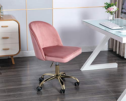 chairus Tufted Task Chair, Reception Chair with Height Adjustment (Armless Design for Small Homes and Offices), Rose Pink