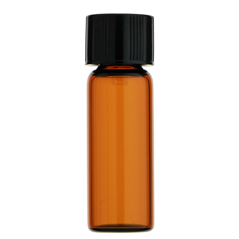 24-Pack 1/2 Dram Amber Vials Tall with Phenolic Black Lined Caps (Oils Perfume Prospecting Hobby Craft)