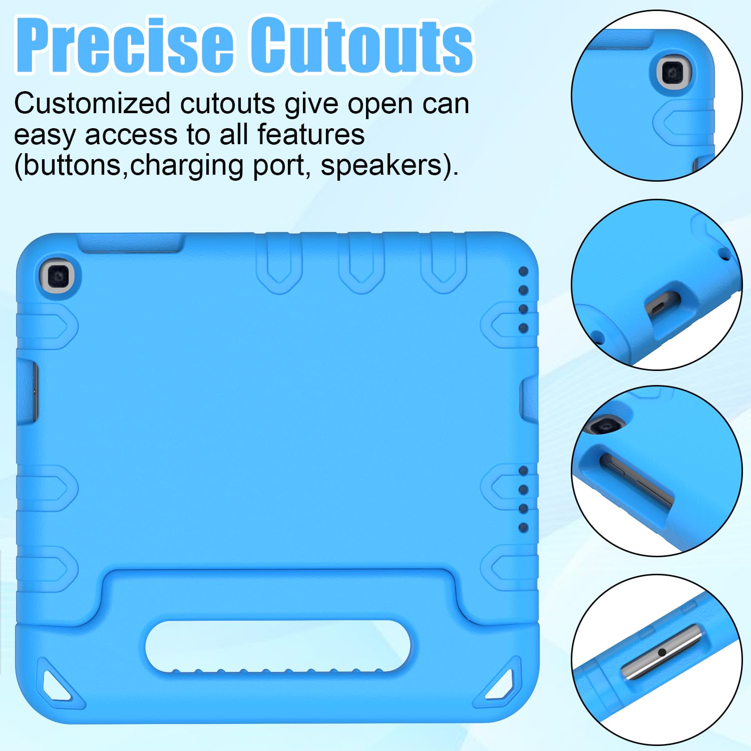 BMOUO Kids Case for Samsung Galaxy Tab A 10.1 (2019) SM-T510/T515, Shockproof Light Weight Protective Handle Stand Kids Case for Galaxy Tab A 10.1 Inch 2019 Release SM-T510/T515 - Blue