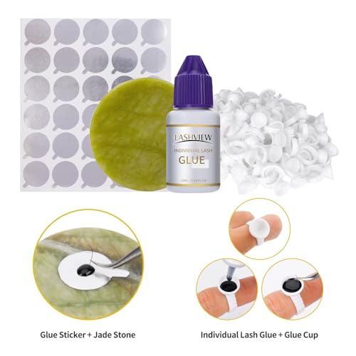 LASHVIEW Eyelash Extension Kit, with Mannequin Head Practice Exercise Set, Training Lash Extension Supplies for Beginners Include Individual Lashes Glue Tweezers and Training Lashes