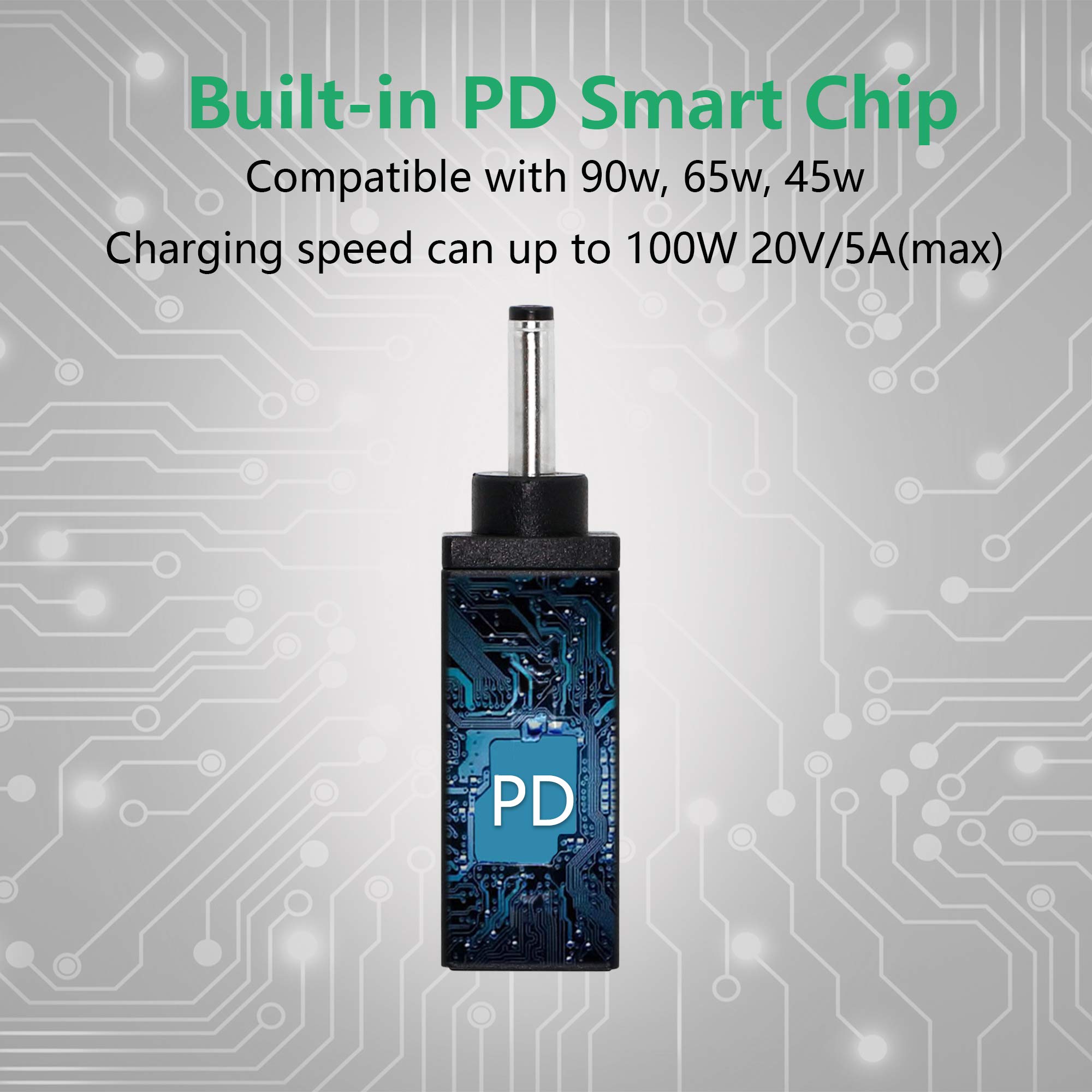 CERRXIAN 100W PD USB Type C Female Input to DC 3.5mm x 1.35mm Power Charging Adapter(100w-35135a) (Black)